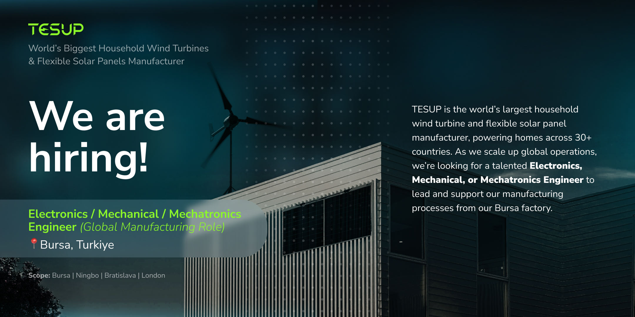 We're Hiring: Engineer for TESUP's Bursa Factory